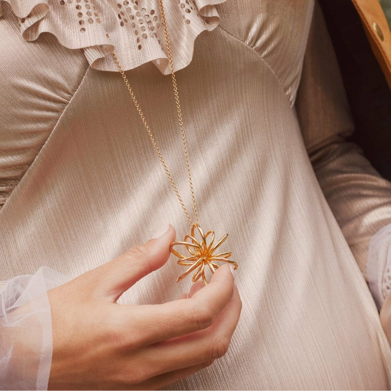 Statement Lotus Flower Yellow Gold Necklace – Maree London Jewellery